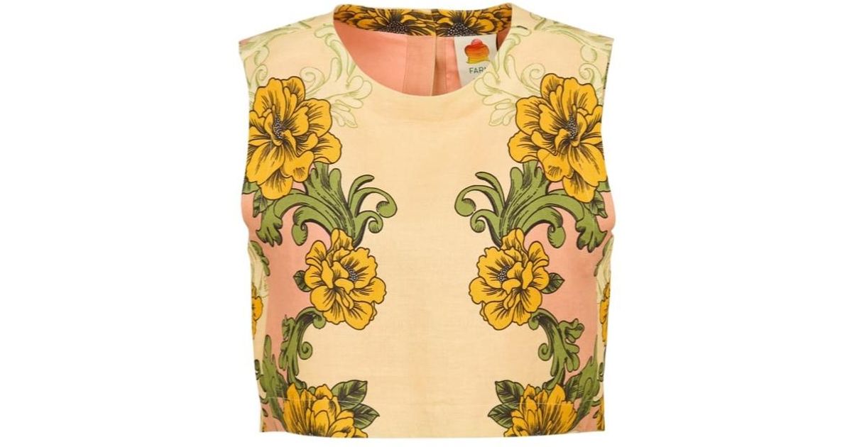 FARM Rio Crew Neck Floral Vest in Yellow | Lyst