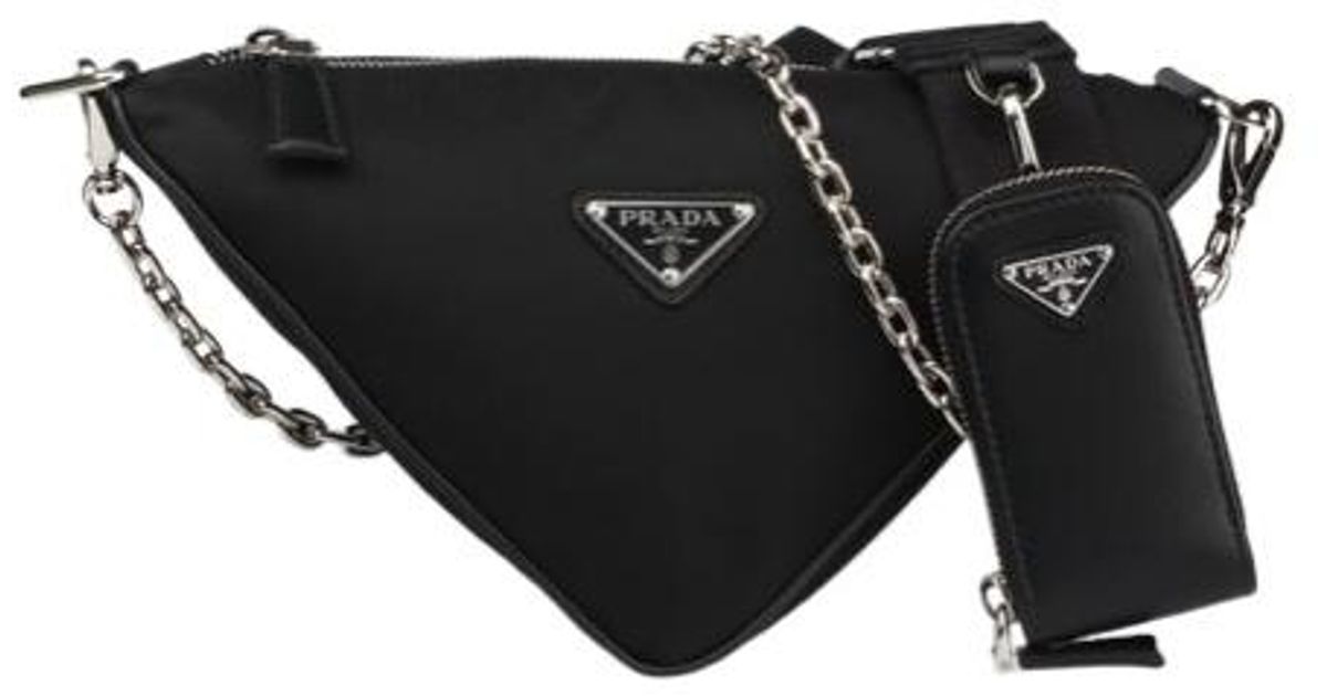 Prada Triangle Shoulder Bag in Black | Lyst