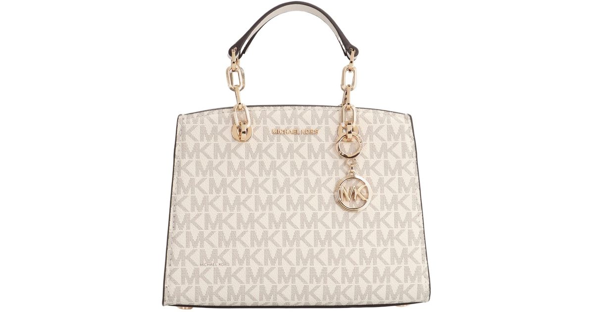MICHAEL Michael Kors Monogram Pattern Chain Two-Way Tote Bag in Natural ...