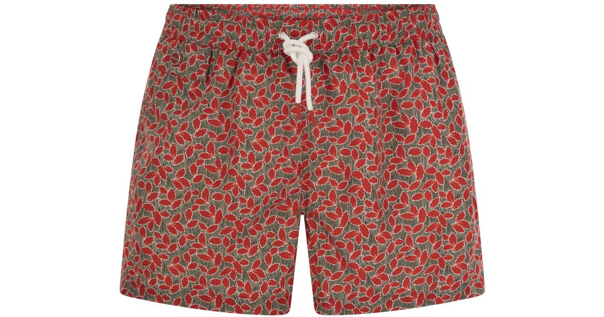 Kiton Patterned Beach Boxers in Red for Men | Lyst
