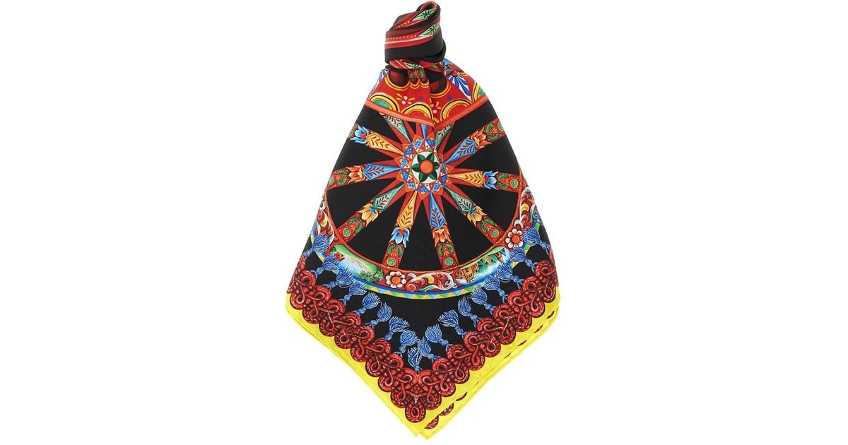 Dolce & Gabbana 70X70 Carretto-Print Silk Twill Scarf | Lyst UK