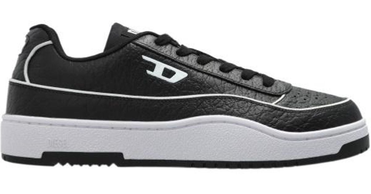 DIESEL Tracker Leather-Panelled Low Sneakers in Black for Men | Lyst