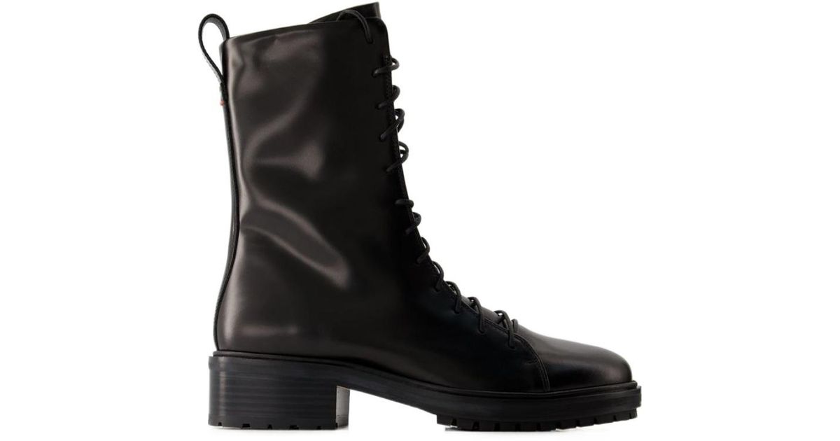 Aeyde Isa Leather Lace-Up Boots in Black | Lyst