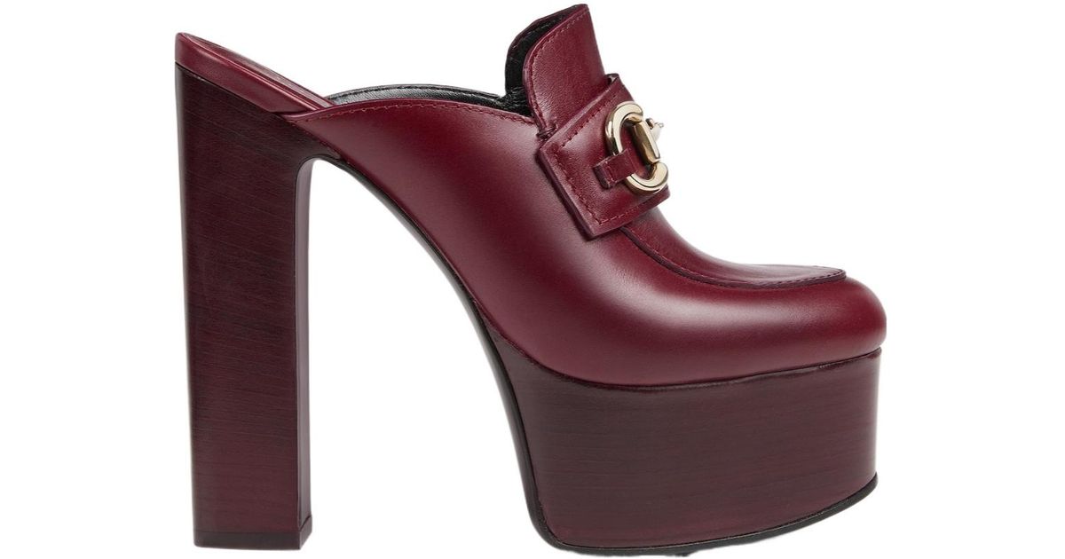 Gucci Platform Mules With Horsebit in Red | Lyst