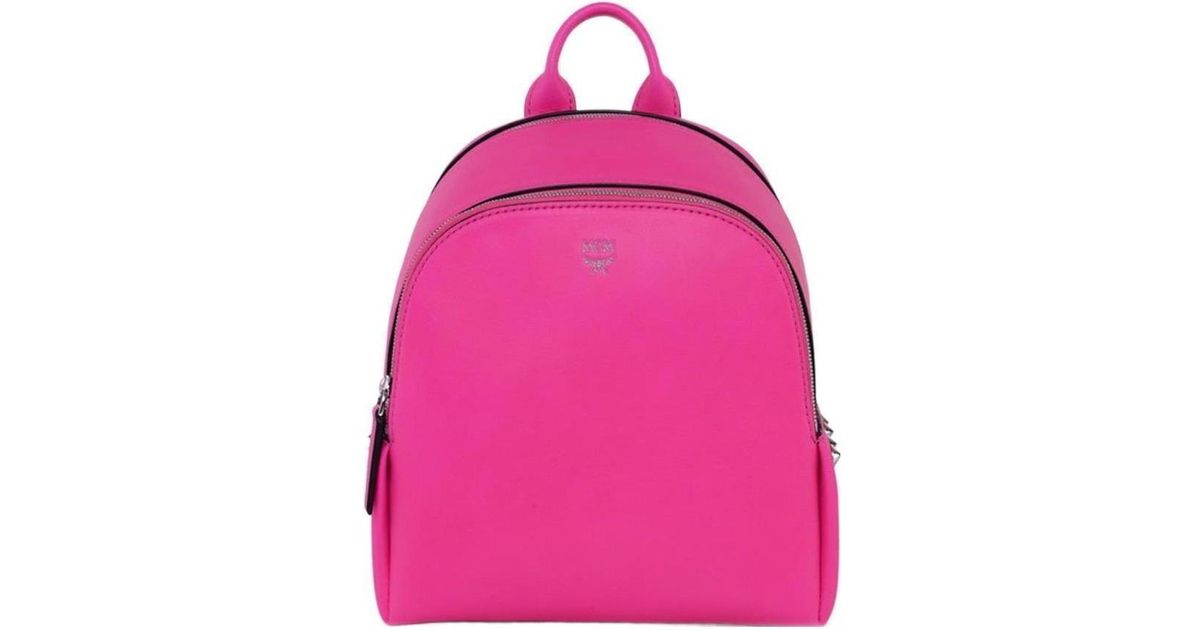 MCM Logo Backpack in Pink | Lyst