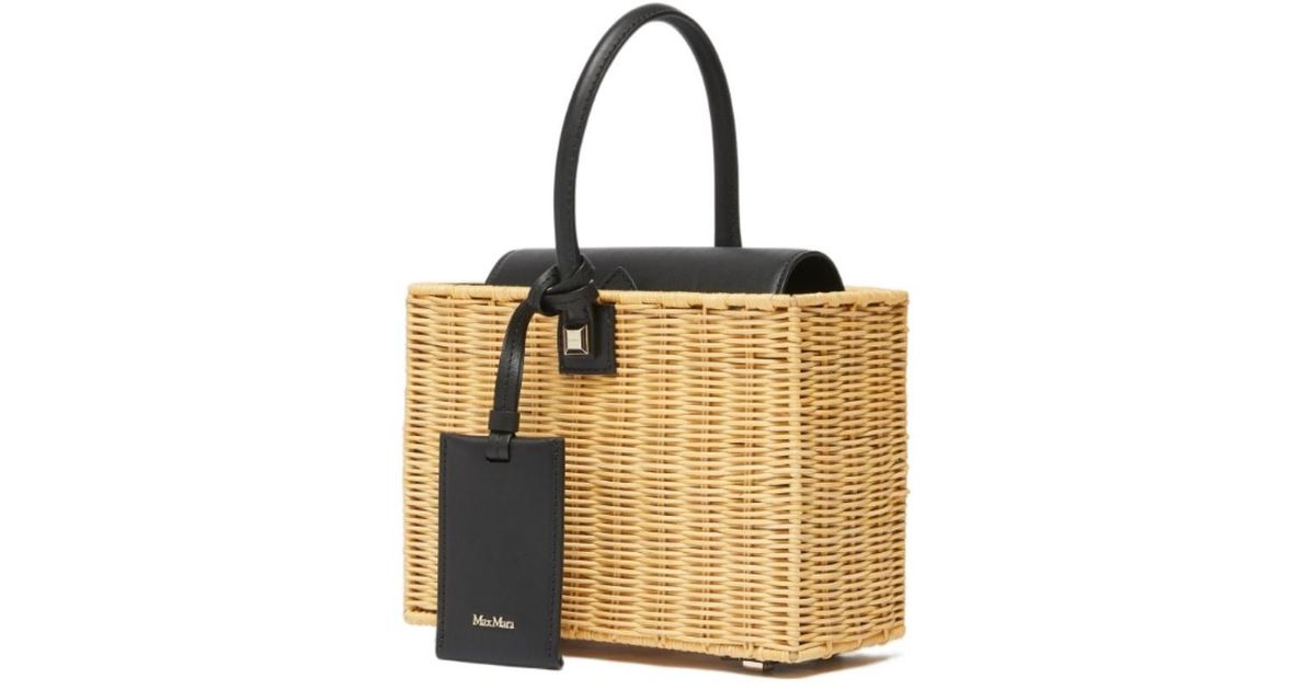 Max Mara Rectangular Rattan Handbag in Metallic | Lyst