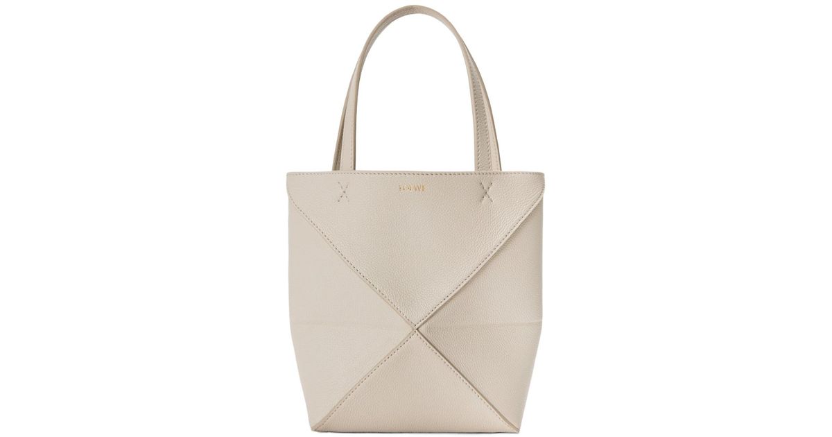 Loewe Mini Puzzle Fold Tote Bag in Natural | Lyst