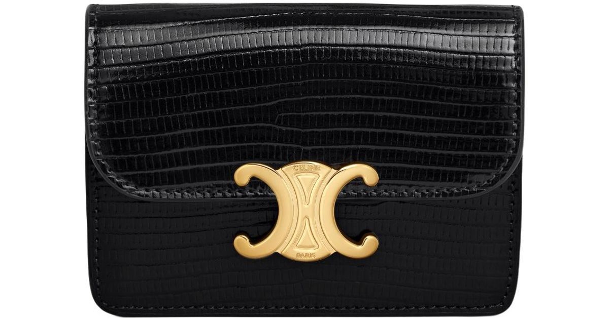 Celine Flip Wallet in Black | Lyst