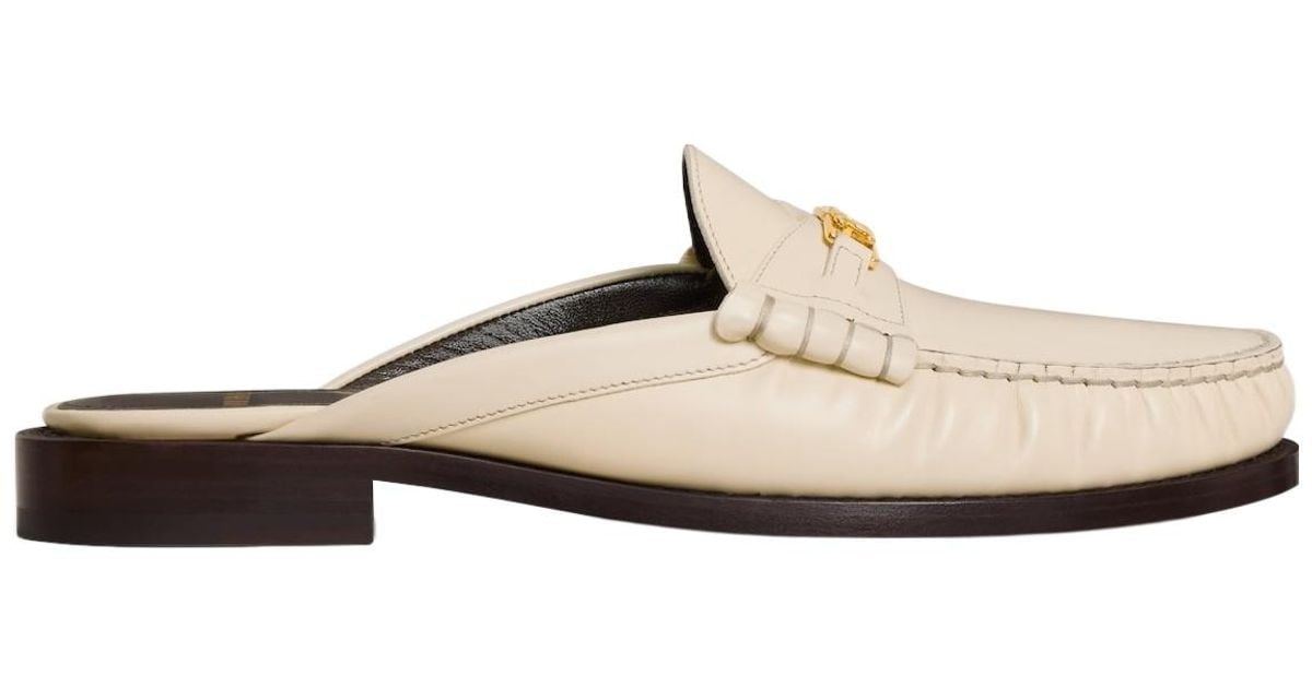 Celine Luco Mule Loafer in White | Lyst