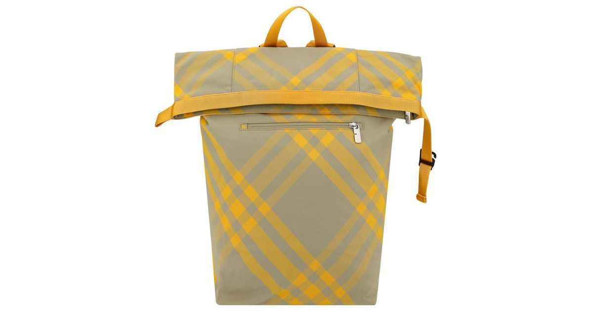 Burberry Roll Checked Backpack in Yellow for Men | Lyst