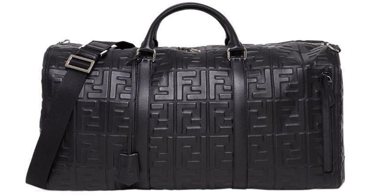 Fendi Logo-Embossed Holdall Bag in Black for Men | Lyst