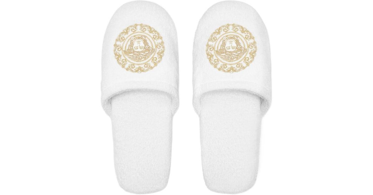 Versace Medusa Gala Slippers in White for Men | Lyst