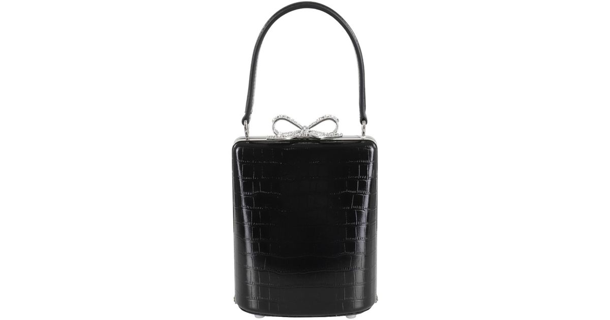 Self-Portrait Embellished Bow-Detail Mini Tote Bag in Black | Lyst