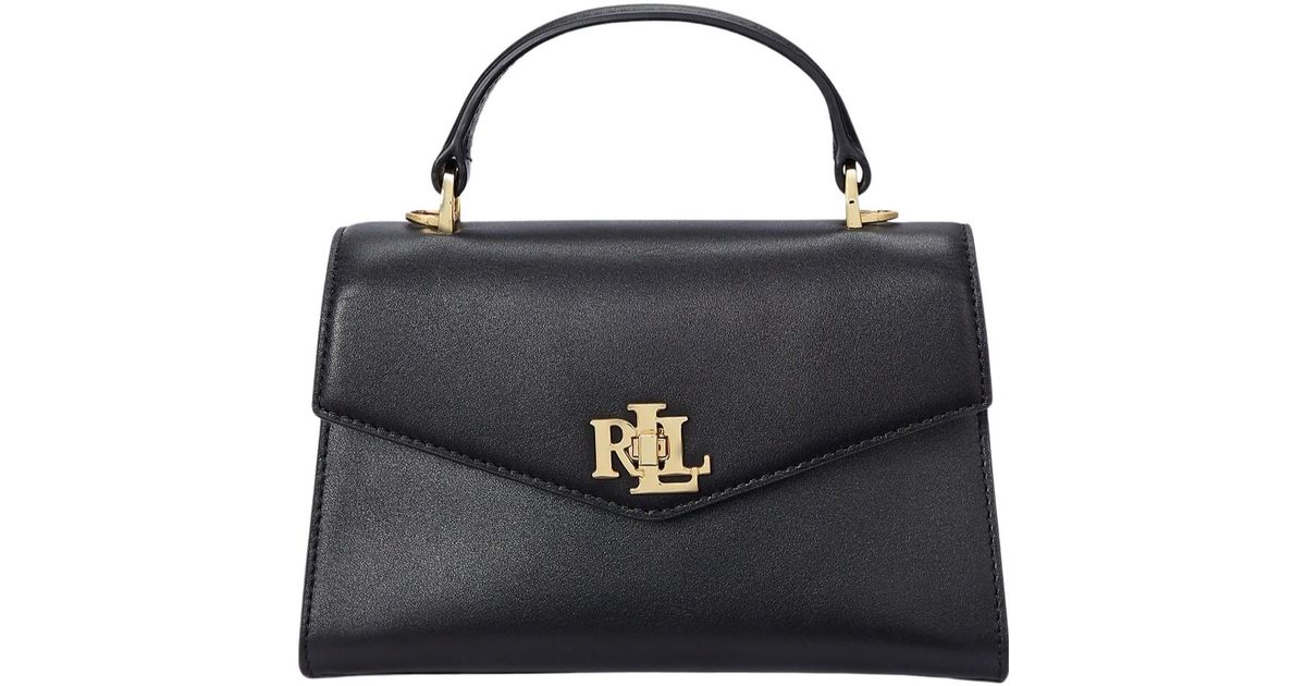 Ralph Lauren Leather Small Farrah Satchel in Black | Lyst