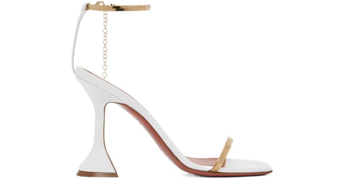 AMINA MUADDI Henson Single-String High-Heeled Sandals in Metallic | Lyst