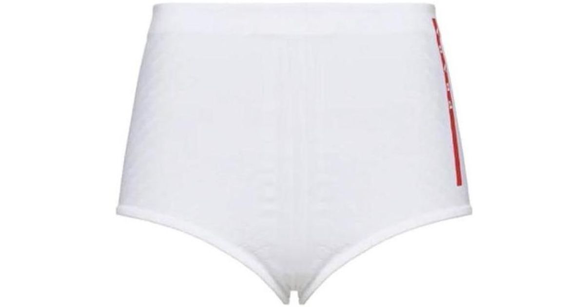 Prada Soft Rec Polyester Shorts in White | Lyst