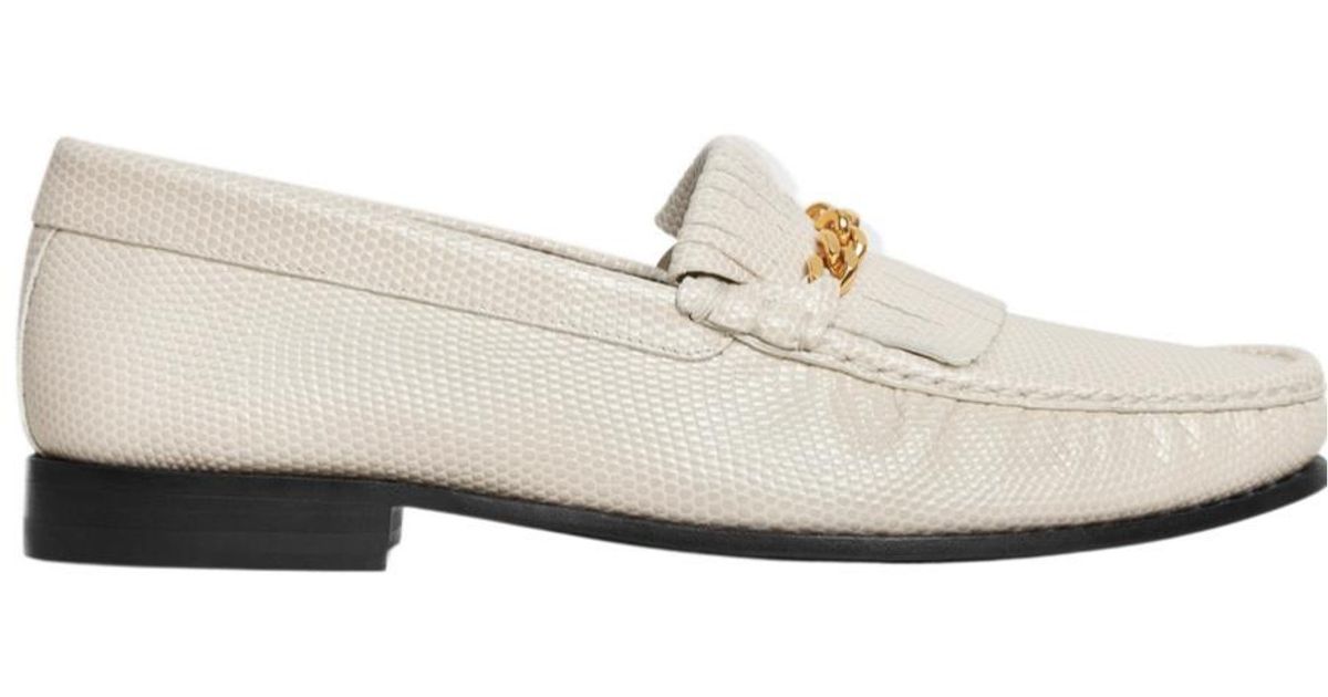 Celine Luco Logo Tassel Loafers in White | Lyst