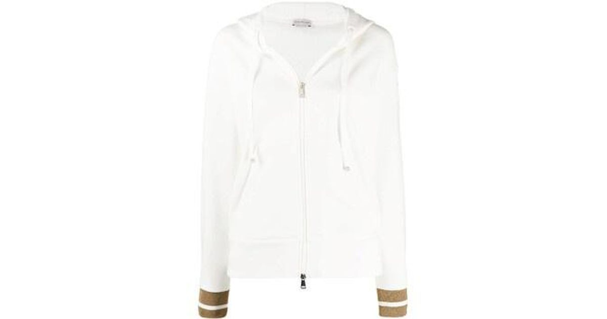 Moncler Zipper Shirt And Hooded Coat in White | Lyst