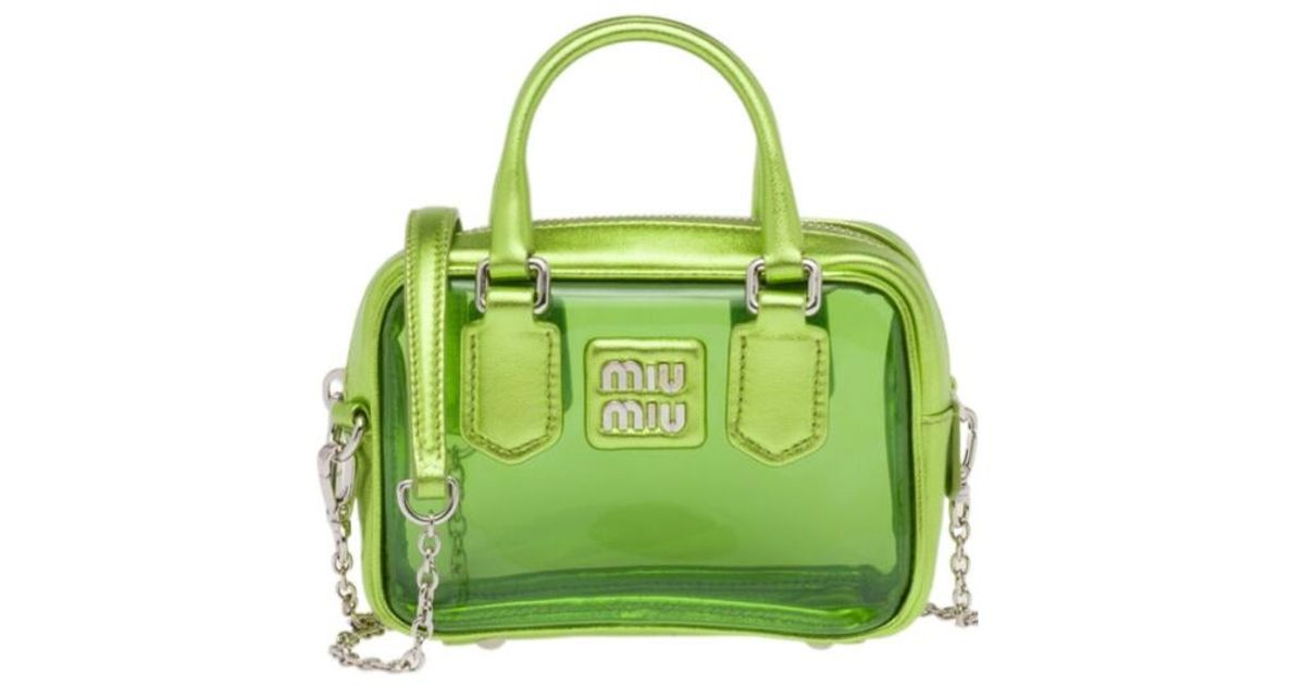Miu Miu Plexiglas And Nappa Leather Mini Top-Handle Bag in Green | Lyst