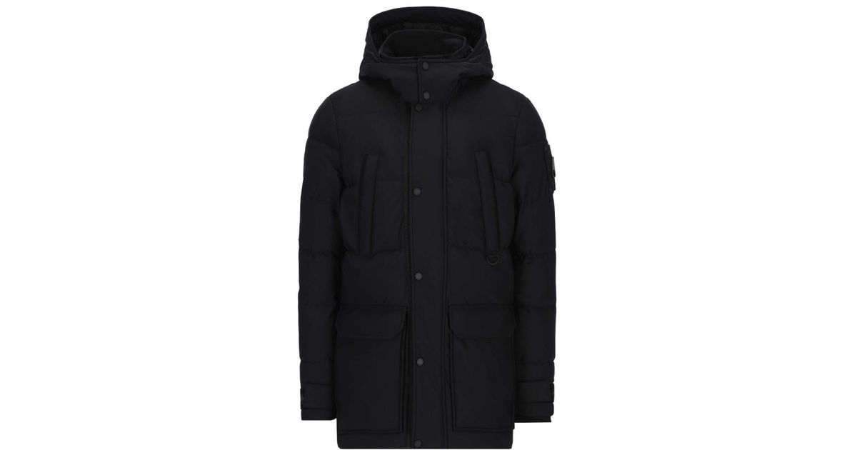 Moose Knuckles Logo Long-Sleeved Down Jacket in Blue for Men | Lyst