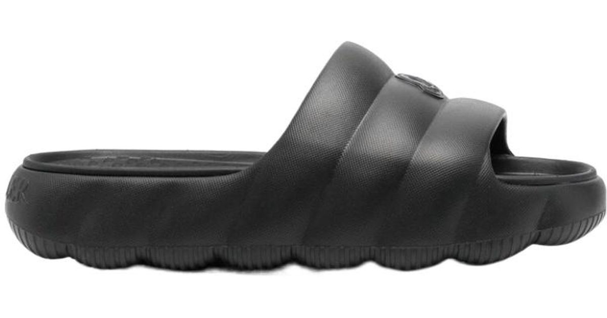 Moncler Round Head Slippers in Black | Lyst