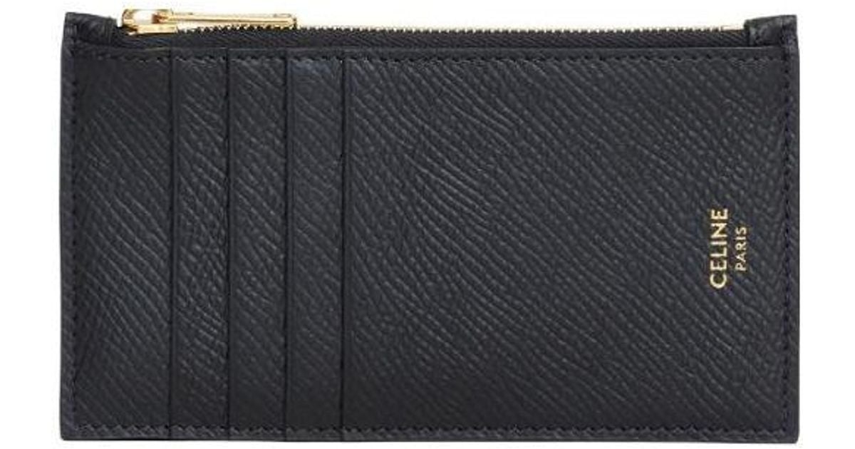 Celine Zipped Compact Card Holder Essentials in Black | Lyst