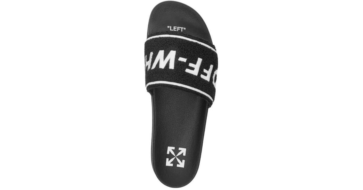 Off-White c/o Virgil Abloh Textured Logo-Strap Slides in Black for Men ...