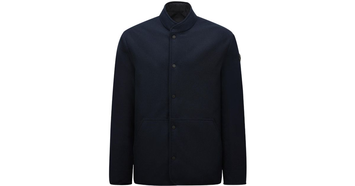 Moncler Bane Double-Sided Cashmere Short Down Jacket in Blue for Men | Lyst