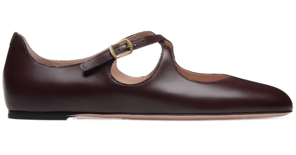 Bally Square-Toed Ballet Shoes in Brown | Lyst