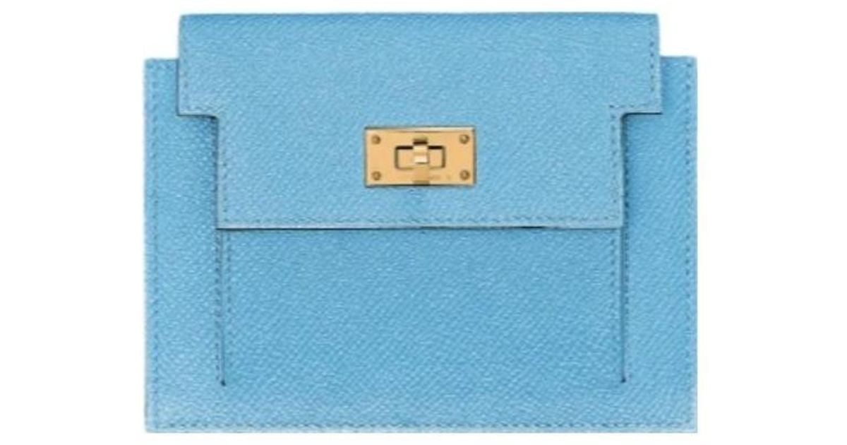 Hermès Kelly Pocket Logo Short Wallet in Blue | Lyst