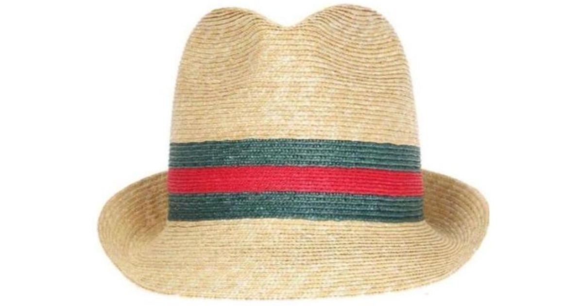 Gucci Web Stripe-Trim Trilby in White | Lyst