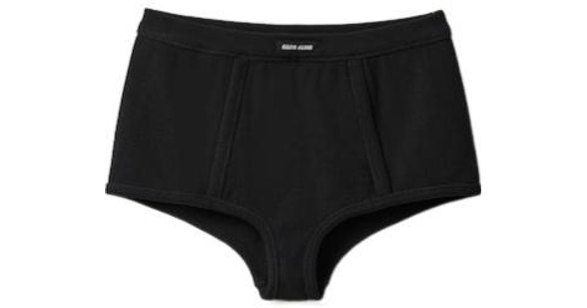 Miu Miu Ribbed Knit Boxer Shorts in Black | Lyst