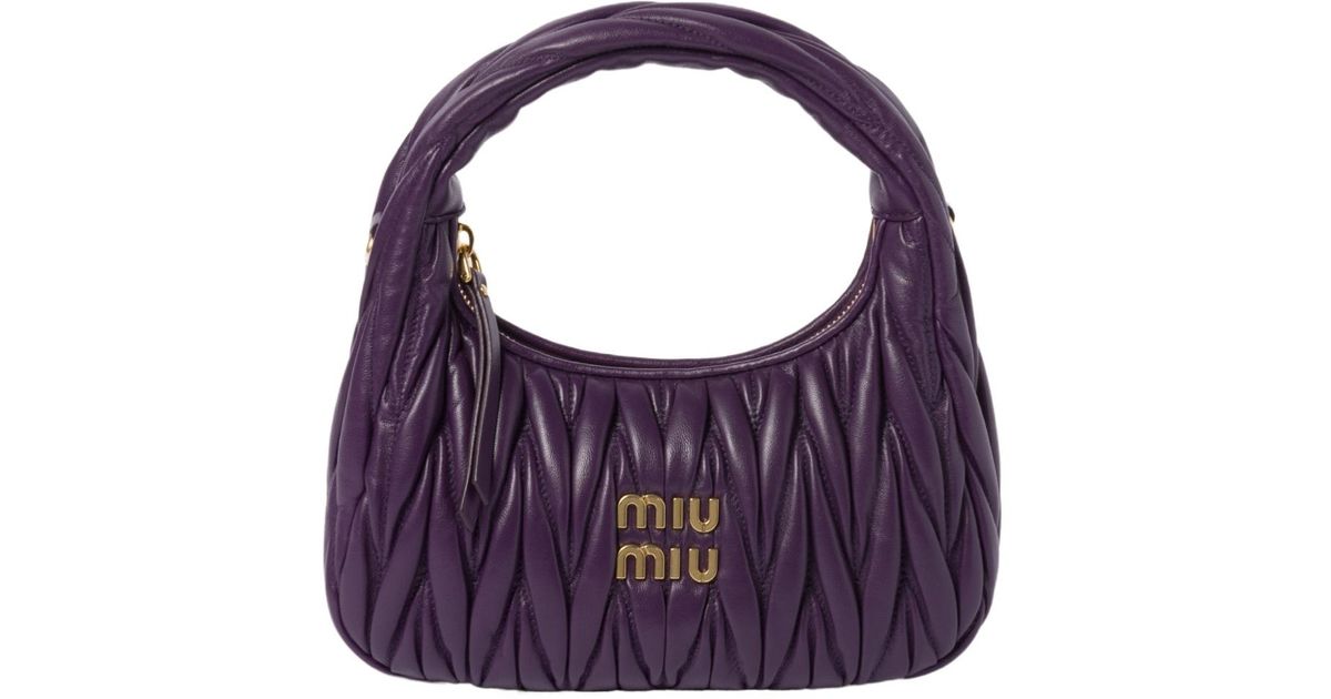 Miu Miu Mini Wander Matelassé-Effect Shoulder Bag in Purple | Lyst