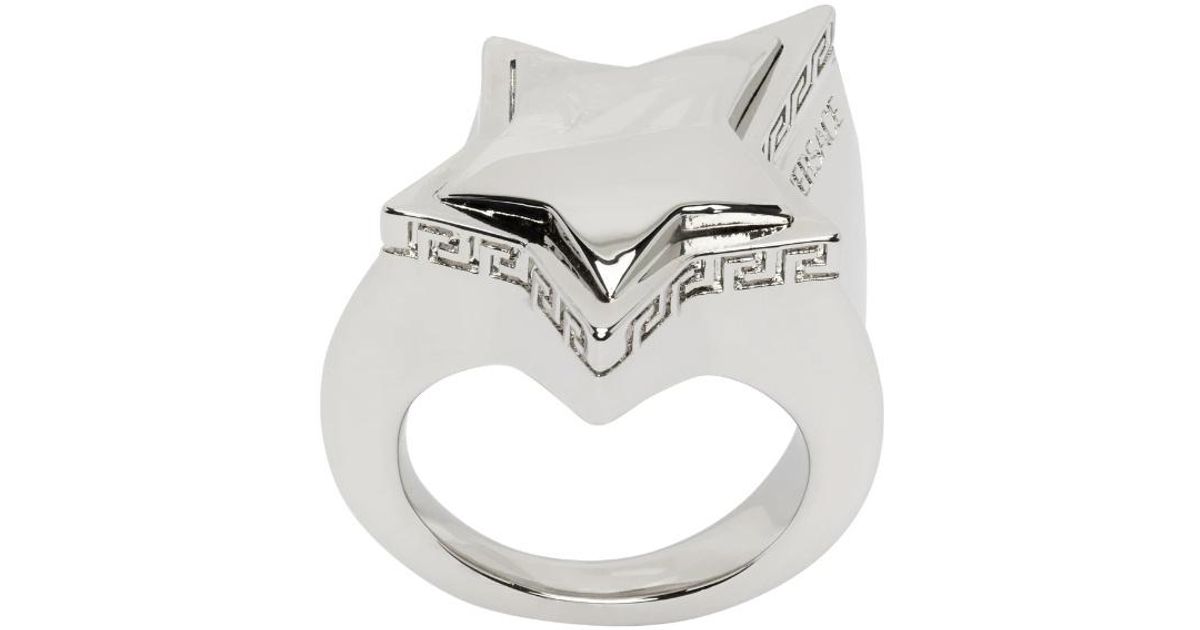 Versace Greca Star-Shaped Ring in White | Lyst
