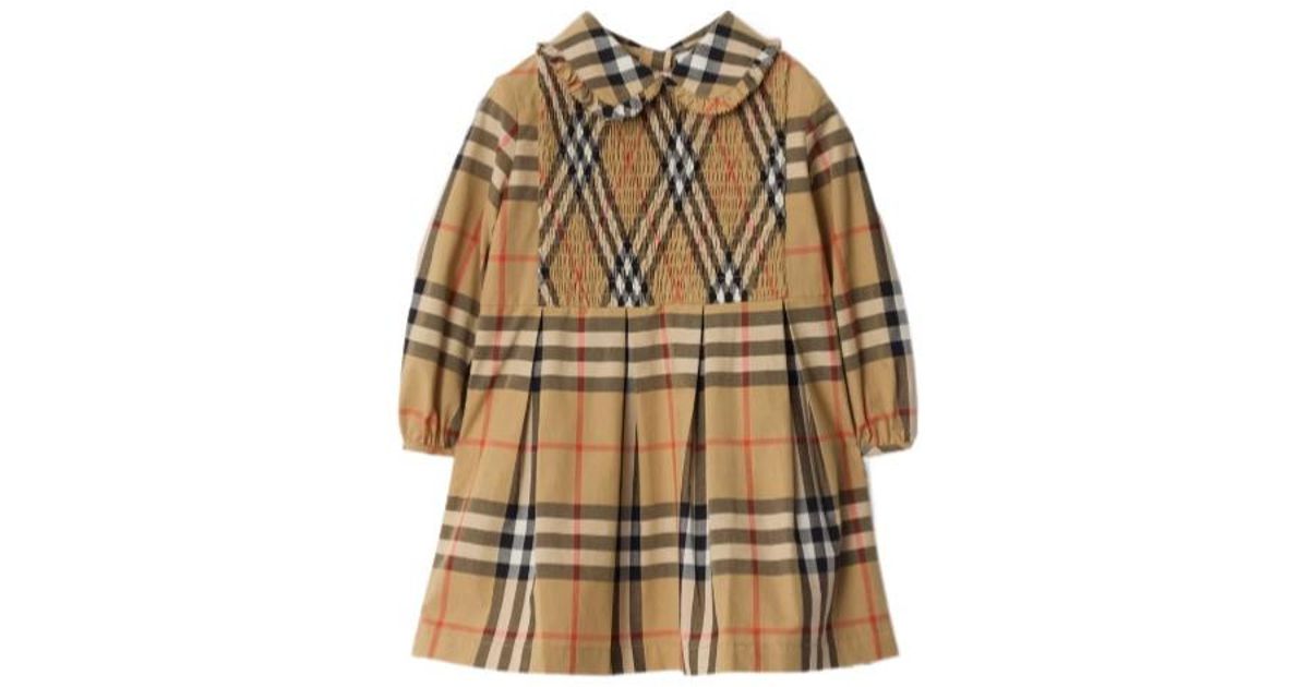 Burberry Check Cotton Dress in Metallic | Lyst