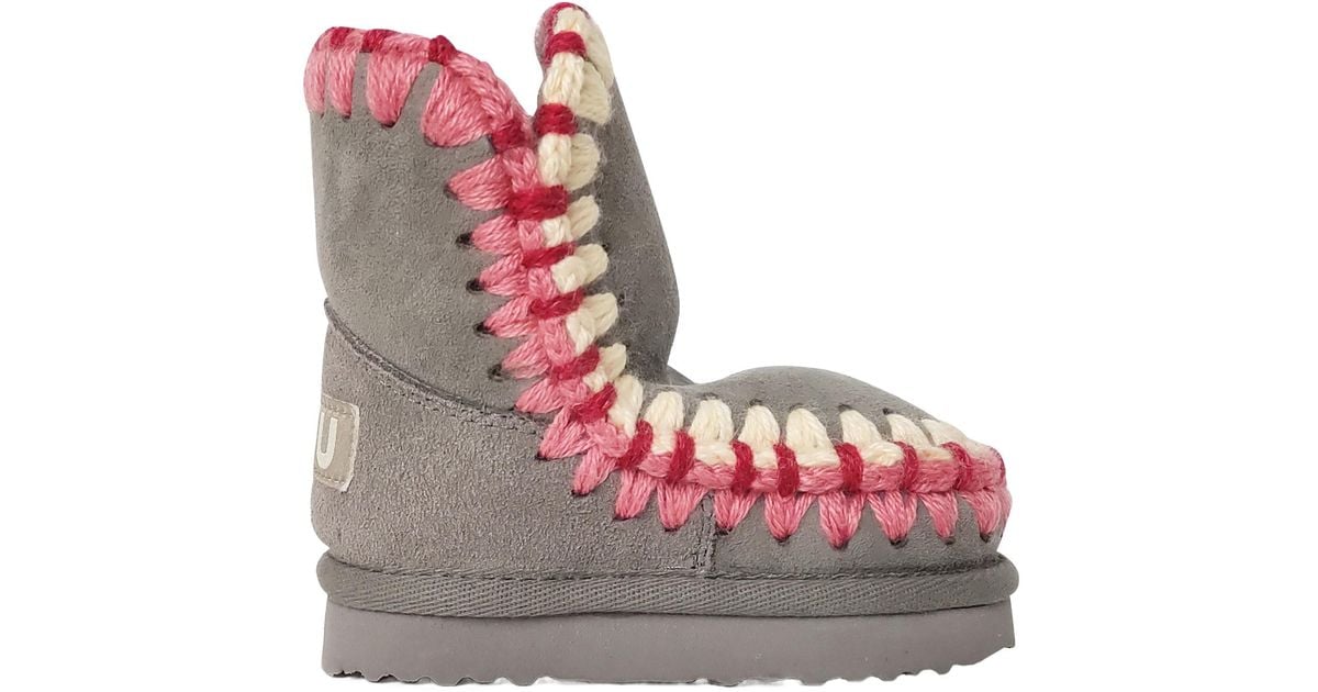 Mou Eskimo Crocheted Boots in Pink | Lyst