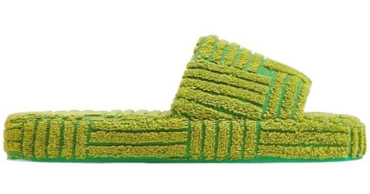 Bottega Veneta Resort Textured Slides in Green for Men | Lyst