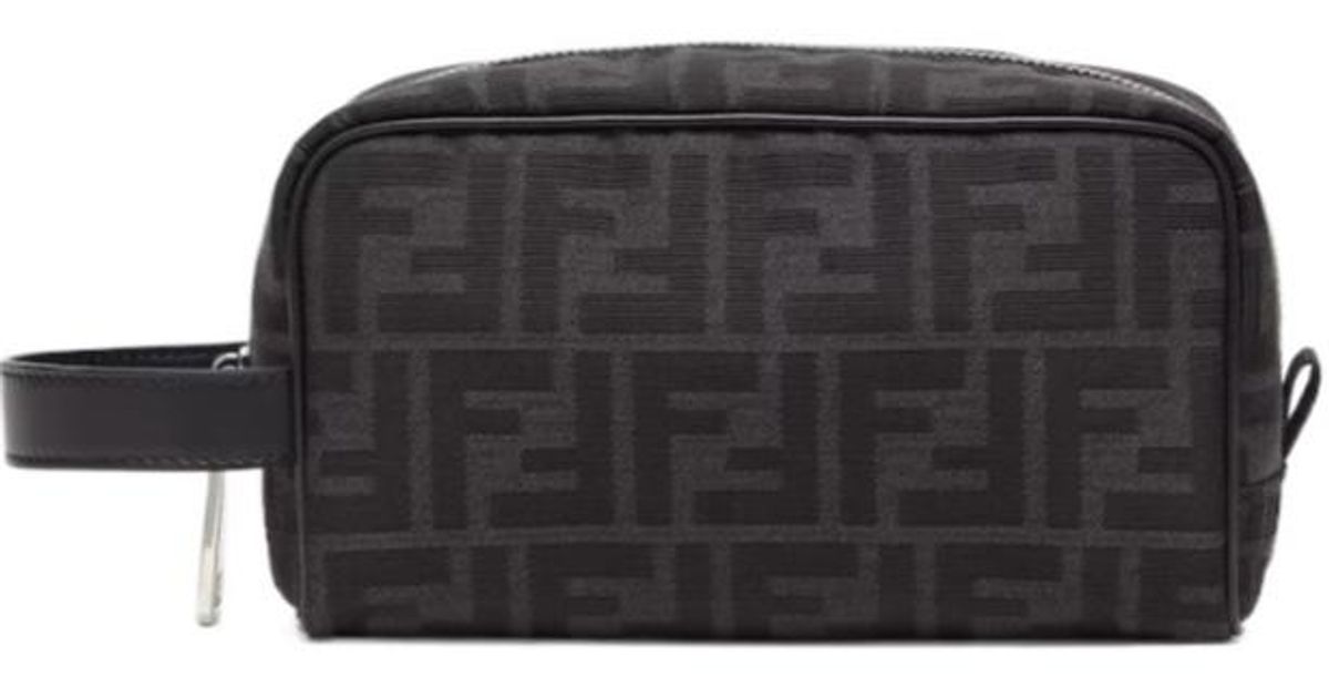 Fendi Small Ff Jacquard Cosmetic Bag in Black for Men | Lyst