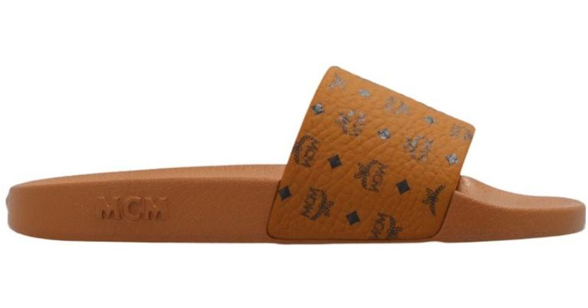 MCM Printed Slippers in Brown | Lyst