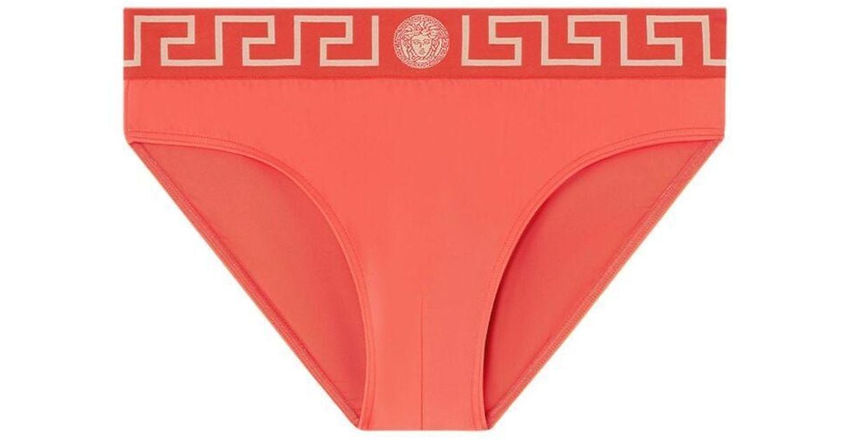 Versace Greca Border Swim Briefs in Red for Men | Lyst