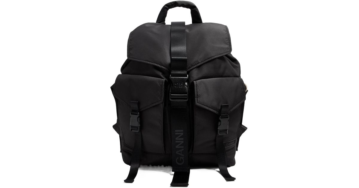 Ganni Tech Multi-Pocket Backpack in Black | Lyst