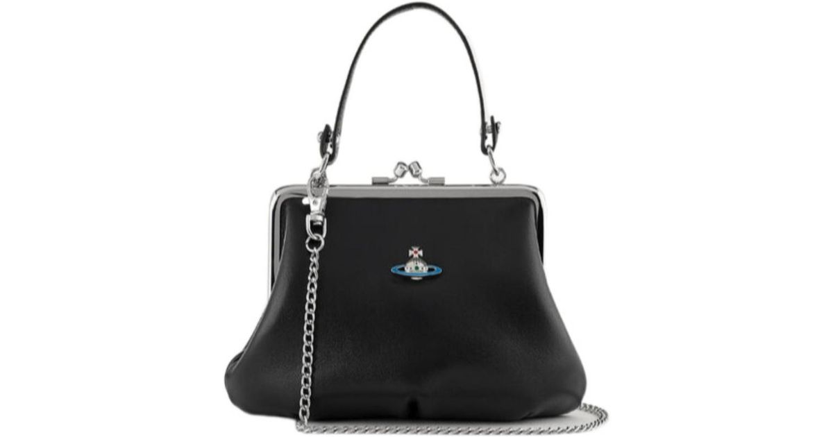 Vivienne Westwood Orb-Plaque Recycled Leather Clutch in Black | Lyst