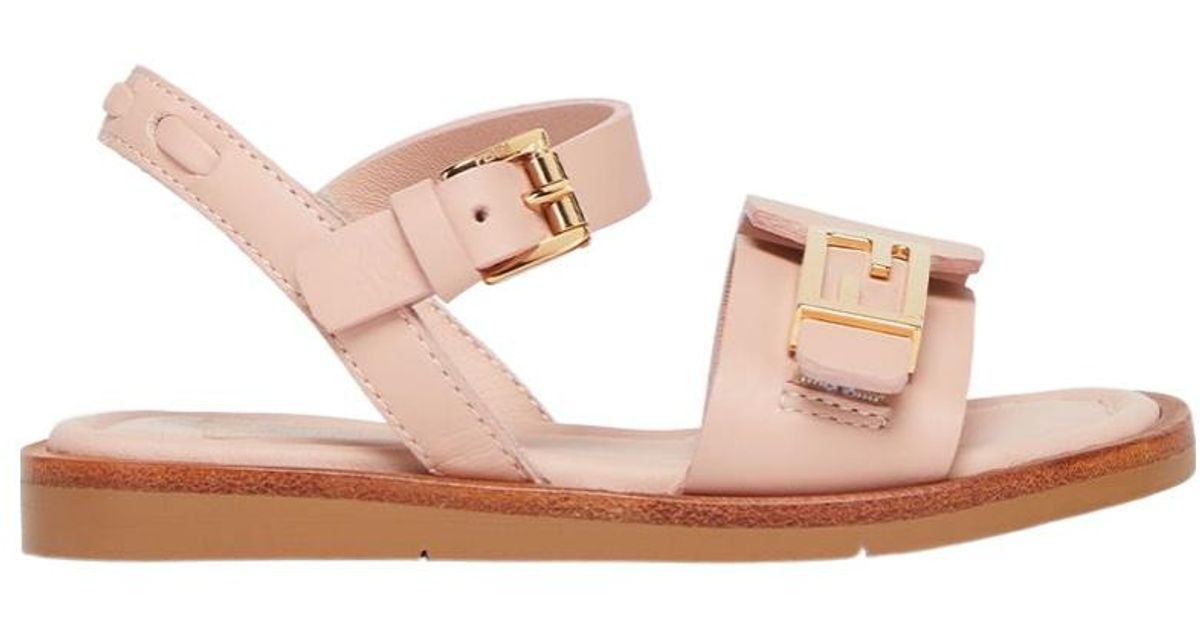 Fendi Nappa Leather First Steps Sandals in Pink | Lyst