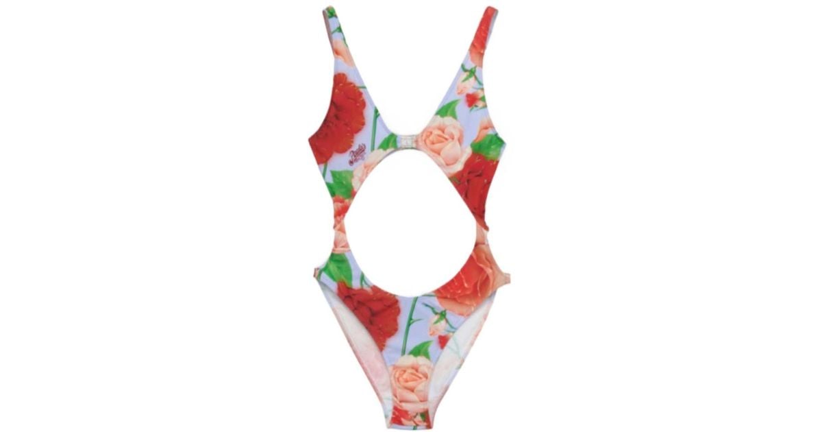 Loewe Roses Swimsuit in Red | Lyst
