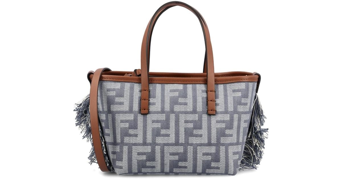 Fendi Ff Jacquard Fringed Tote Bag in Gray | Lyst