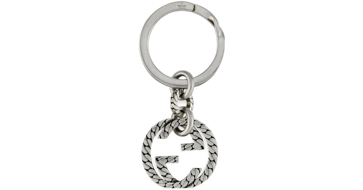 Gucci Logo Key Ring in White | Lyst