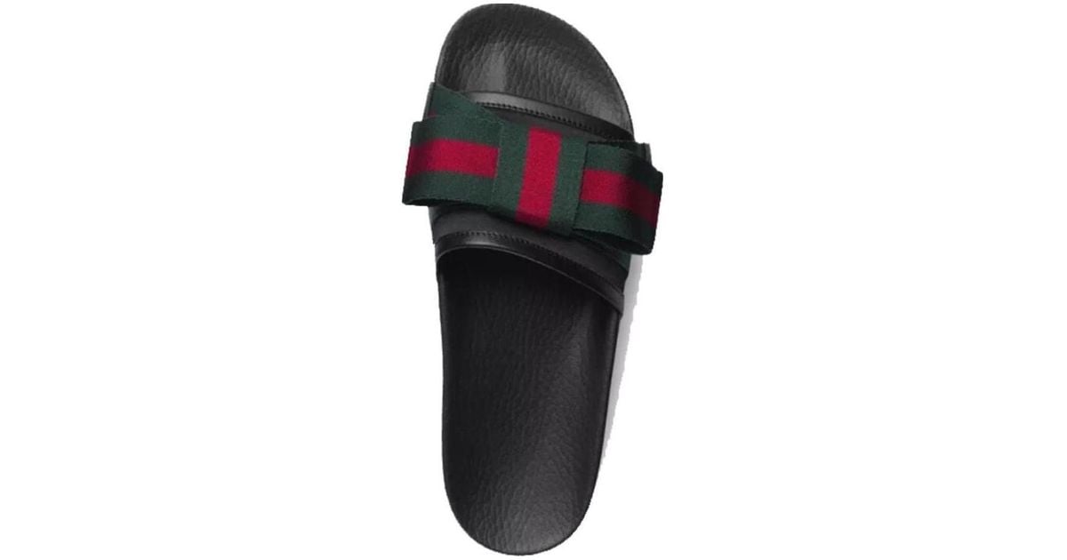 Gucci Horizontal Striped Bow Cold Drag in Black | Lyst