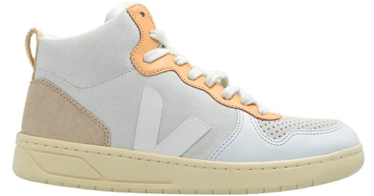 Veja V-15 High-Top Sneakers in White | Lyst