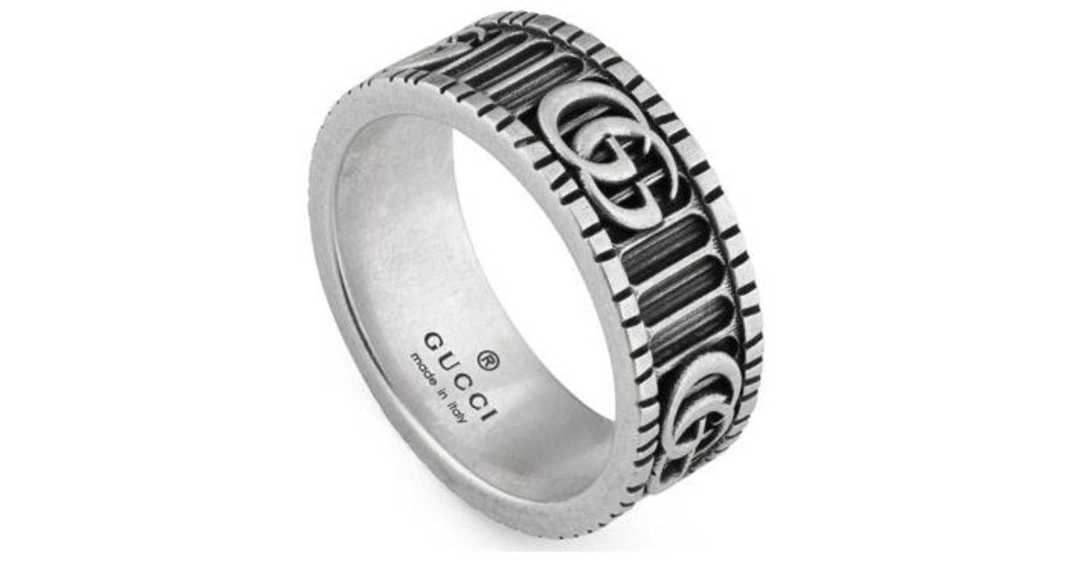 Gucci Logo Marmont Ring in Gray | Lyst