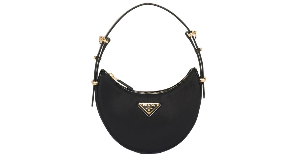 Prada Arqué Re-Nylon And Brushed Leather Mini Shoulder Bag in Black | Lyst